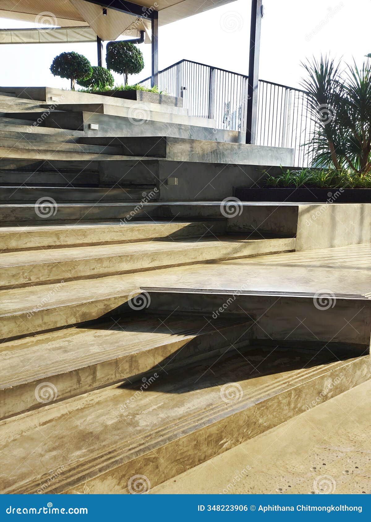 Sun Light on Concrete Step Walk Way Made Shadow on Ground Stock Photo ...