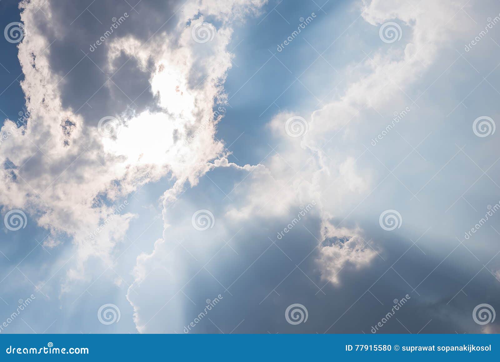 Sun Light Pass from White Clouds Stock Photo - Image of blue, clouds ...