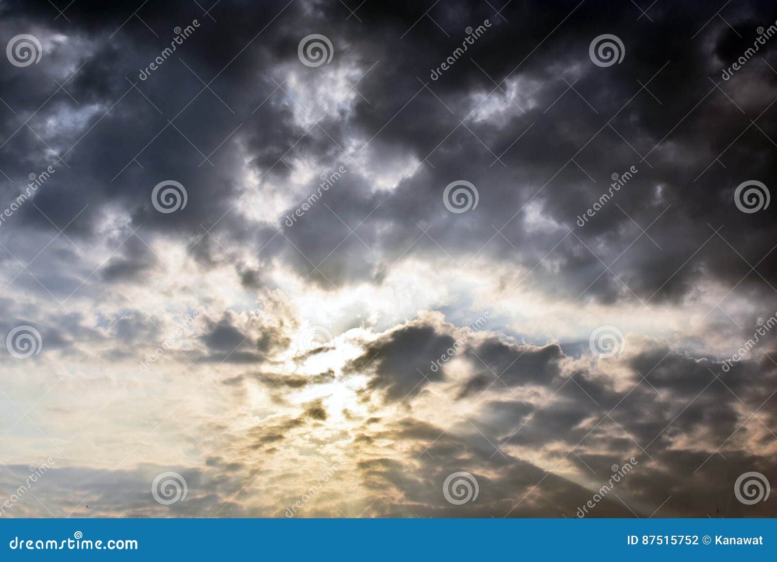 Sun Light Shining through the Dark Cloud in the Morning Stock Photo ...