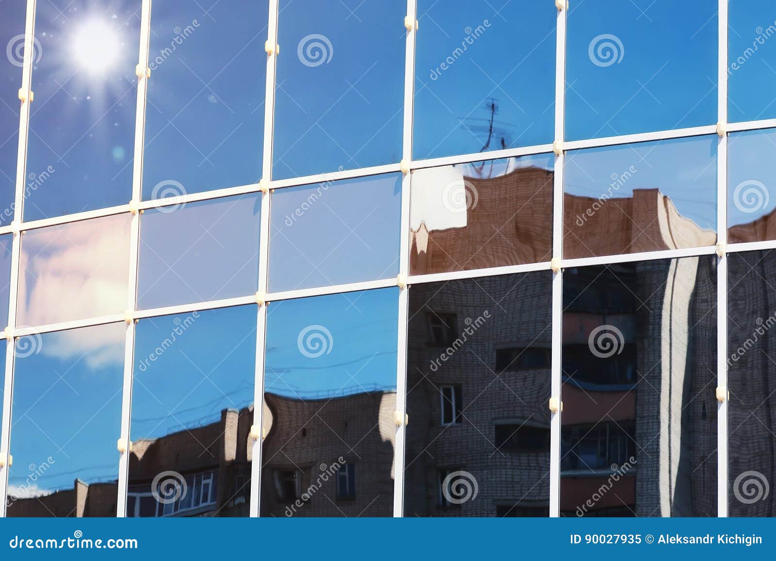 Sun Light Sky Cloud Reflection in Glass Office Building Stock Image ...