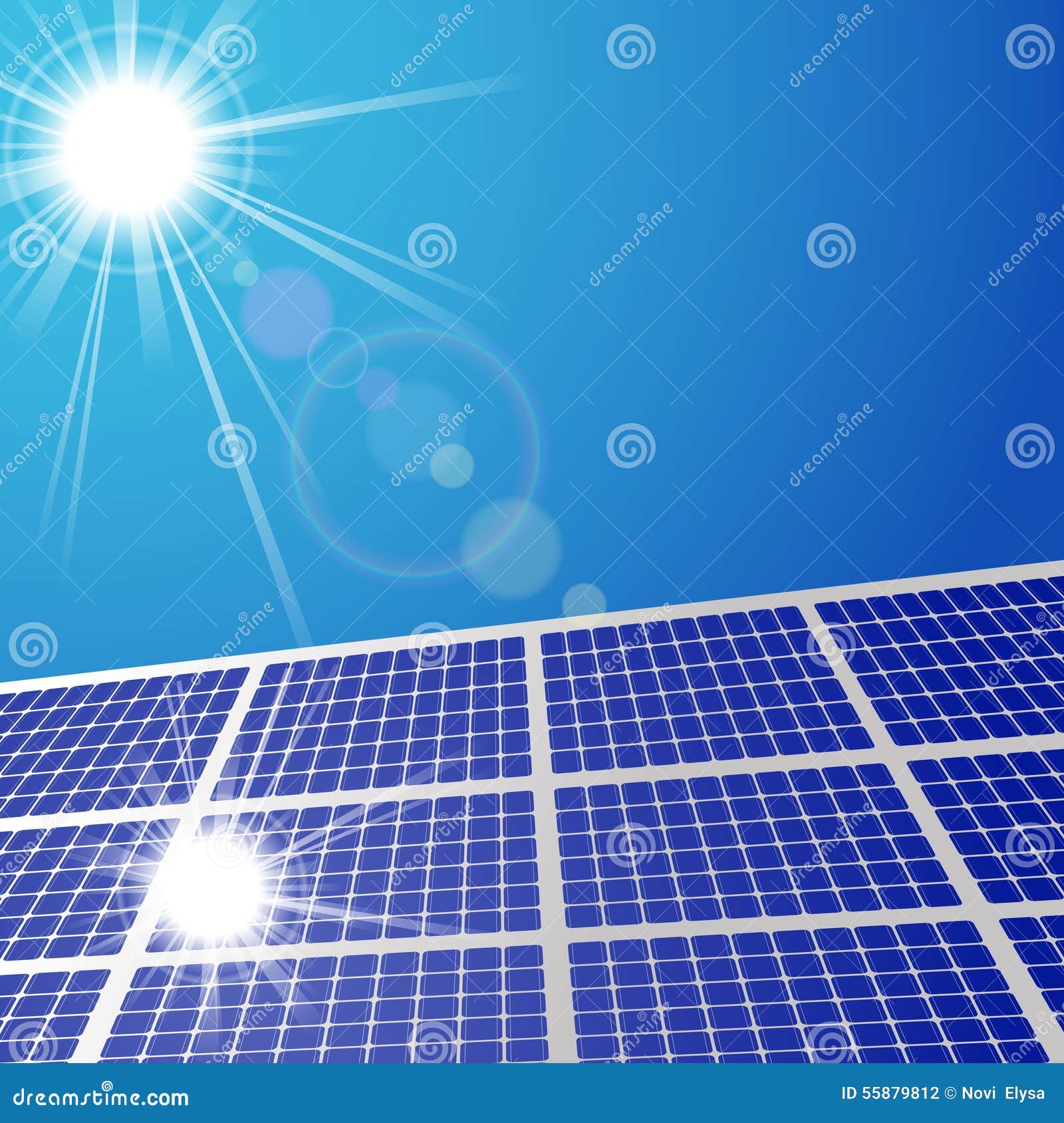 Sun Light and Solar Cell Panel Stock Vector - Illustration of clean ...