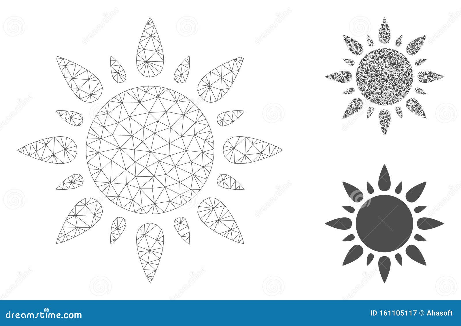 Sun Light Vector Mesh 2D Model and Triangle Mosaic Icon Stock Vector ...