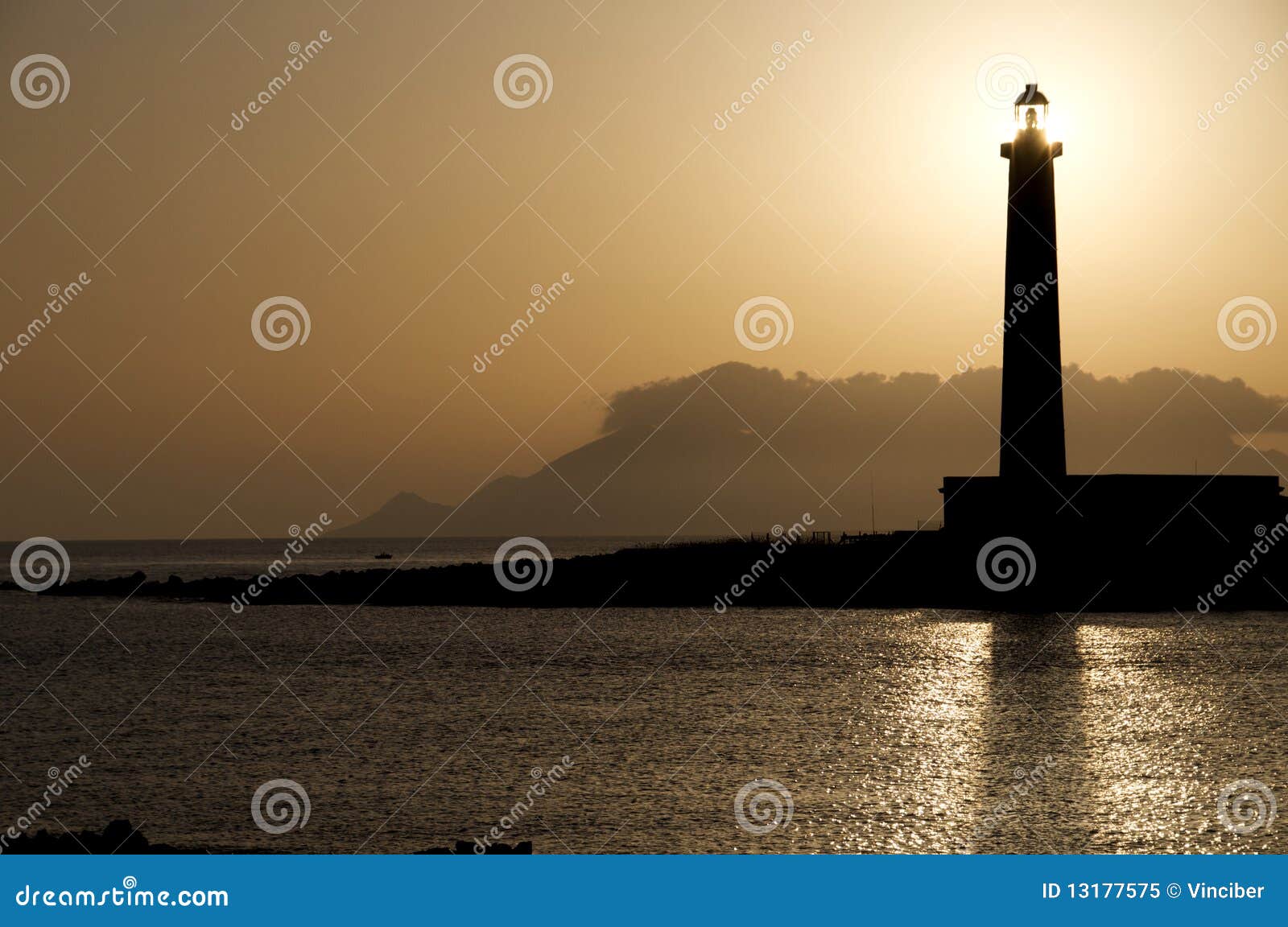 Sun in the lighthouse stock image. Image of island, glare - 13177575