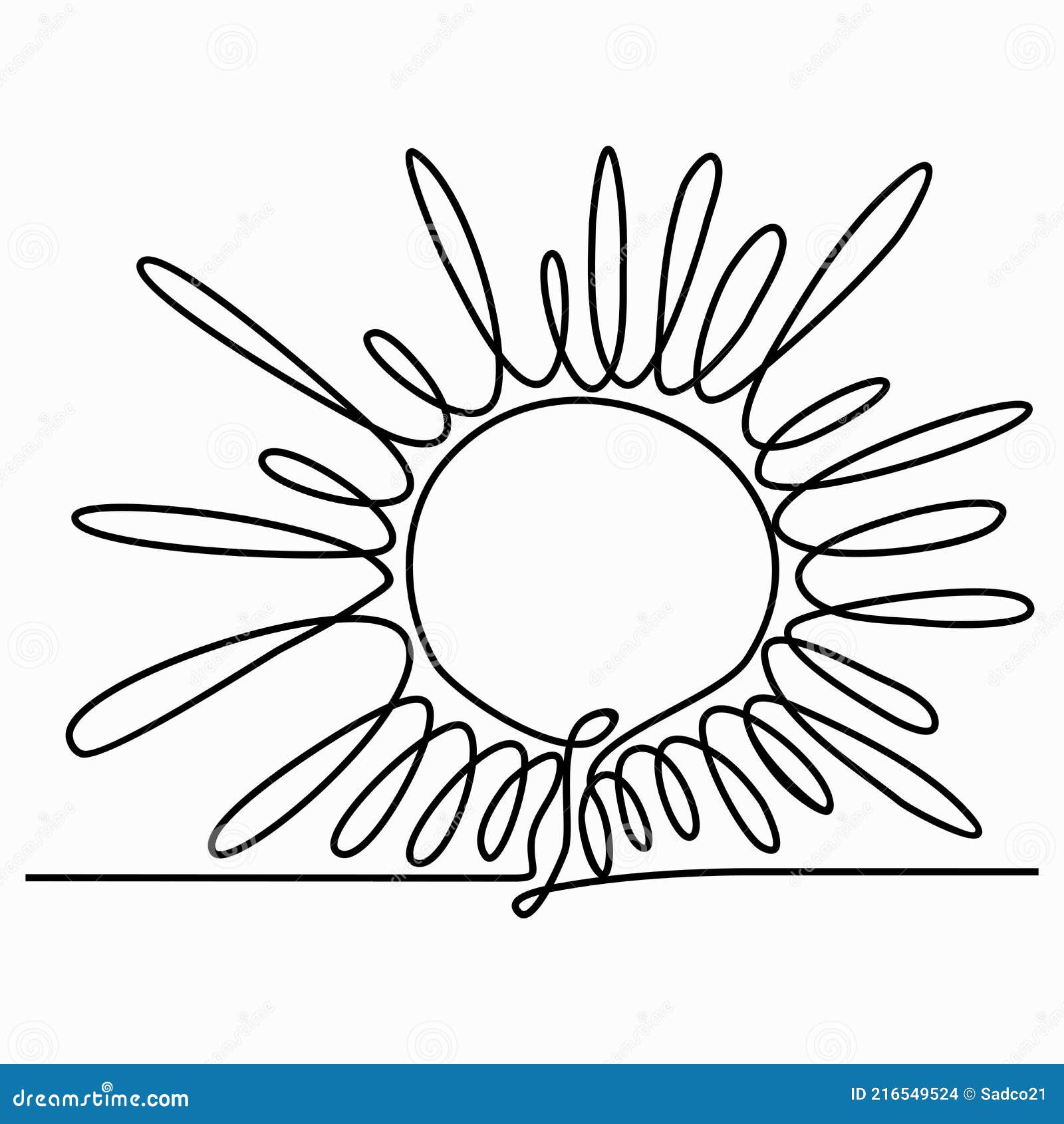Continuous One Line Drawing of Sun with Ray Stock Vector - Illustration ...