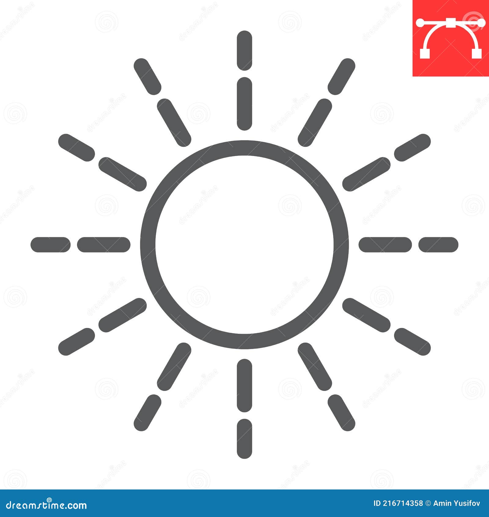 Sun line icon stock vector. Illustration of beam, modern - 216714358