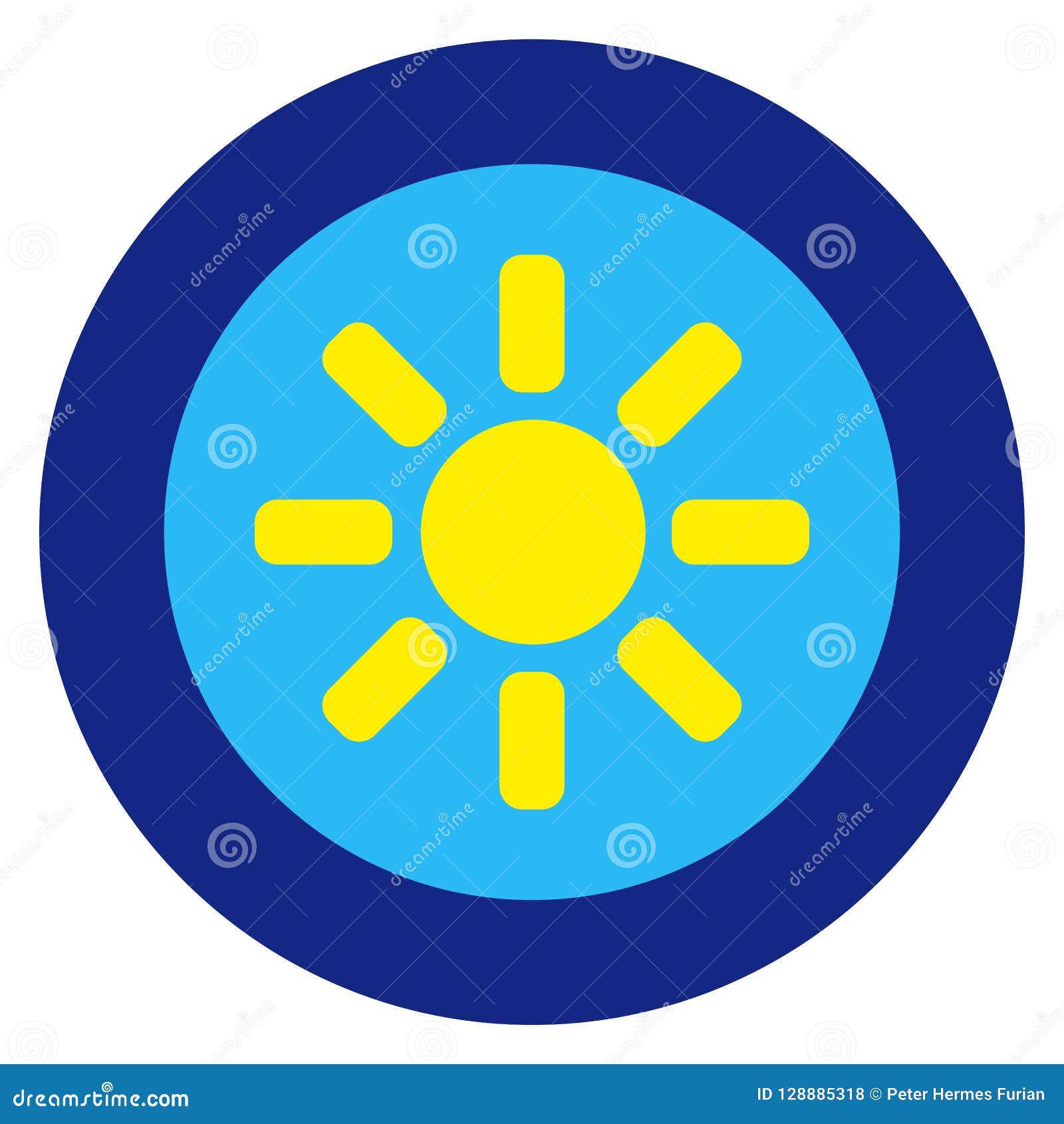 Sun Logo Blue Sky Round Emblem Ilustración del Vector - Ilustración de ...