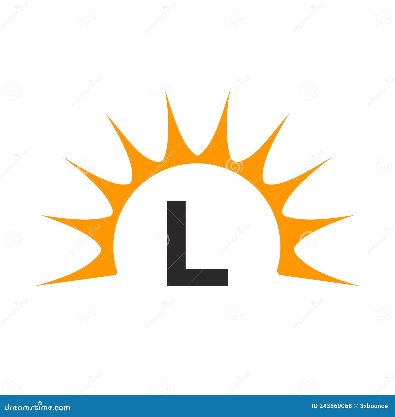 Sun Logo on Letter L Concept. Sun Icon Vector Design with L Letter ...