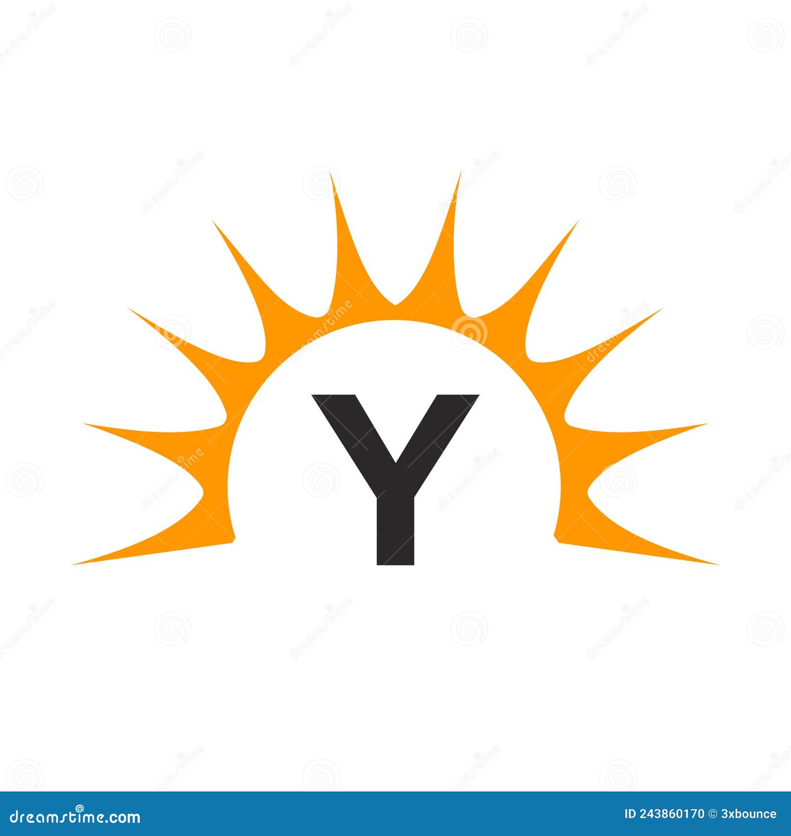 Sun Logo on Letter Y Concept. Sun Icon Vector Design with Y Letter ...