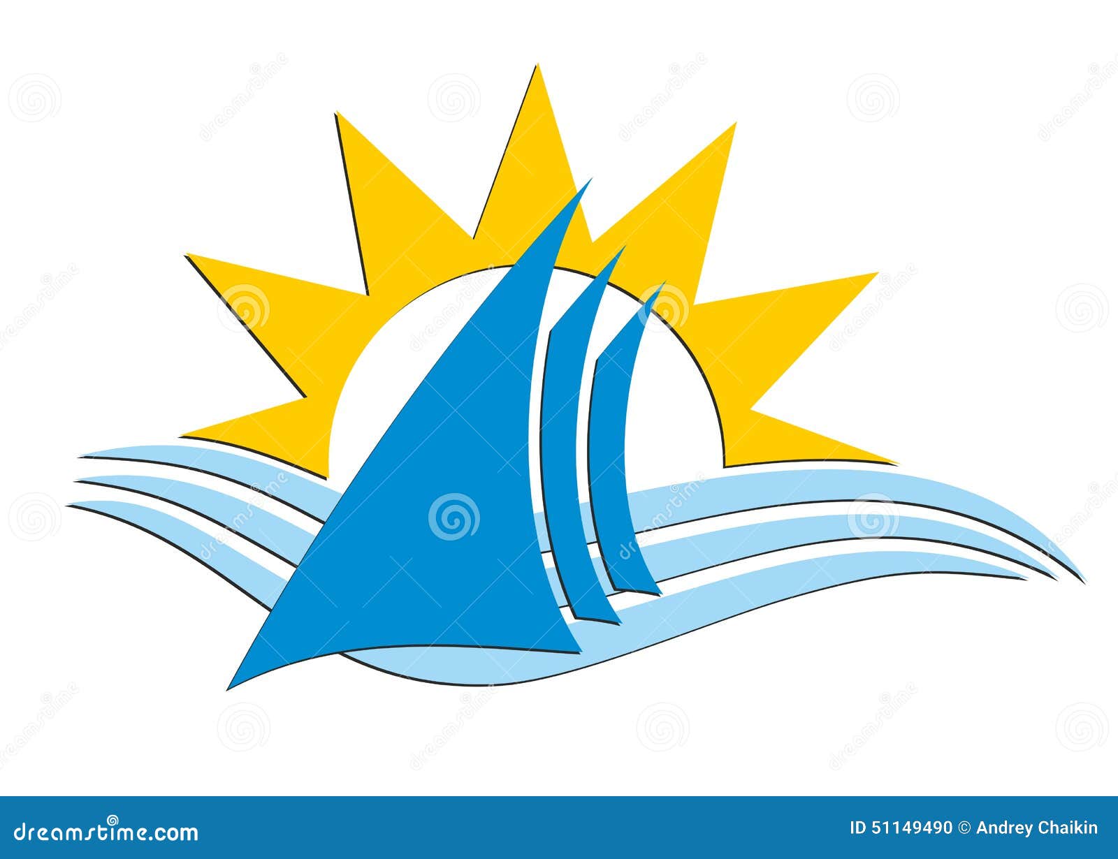 Sun and sea logo stock vector. Illustration of wave, boat - 51149490