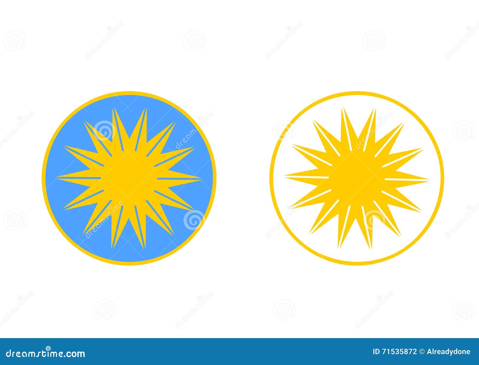Sun Logo on White and Blue Background. Vector Stock Vector ...