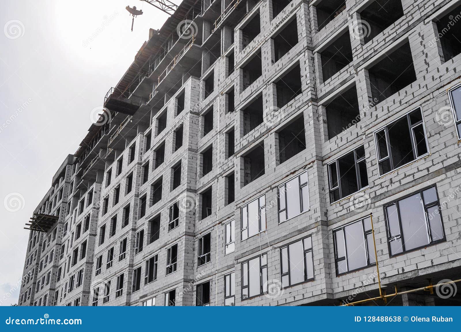Sun Looks Out of Unfinished Building Stock Photo - Image of industrial ...
