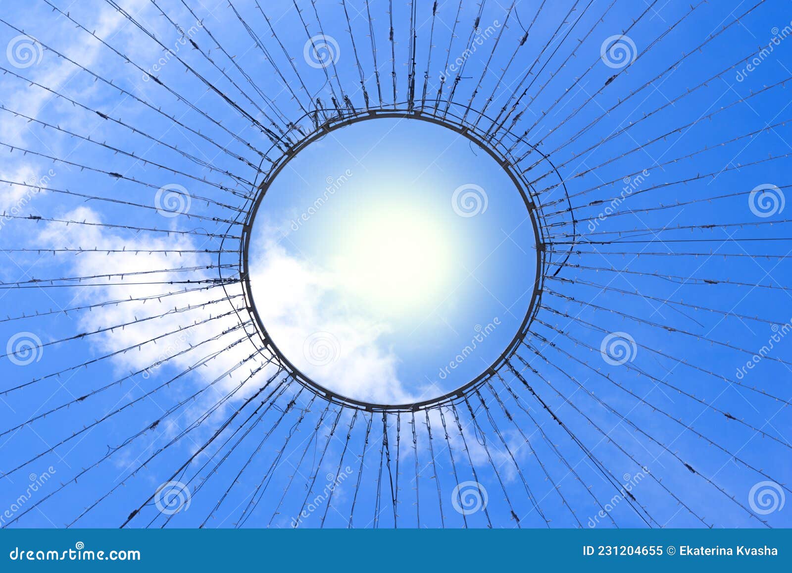 The Sun Made of Electric Wires on the Background of the Sky and the ...