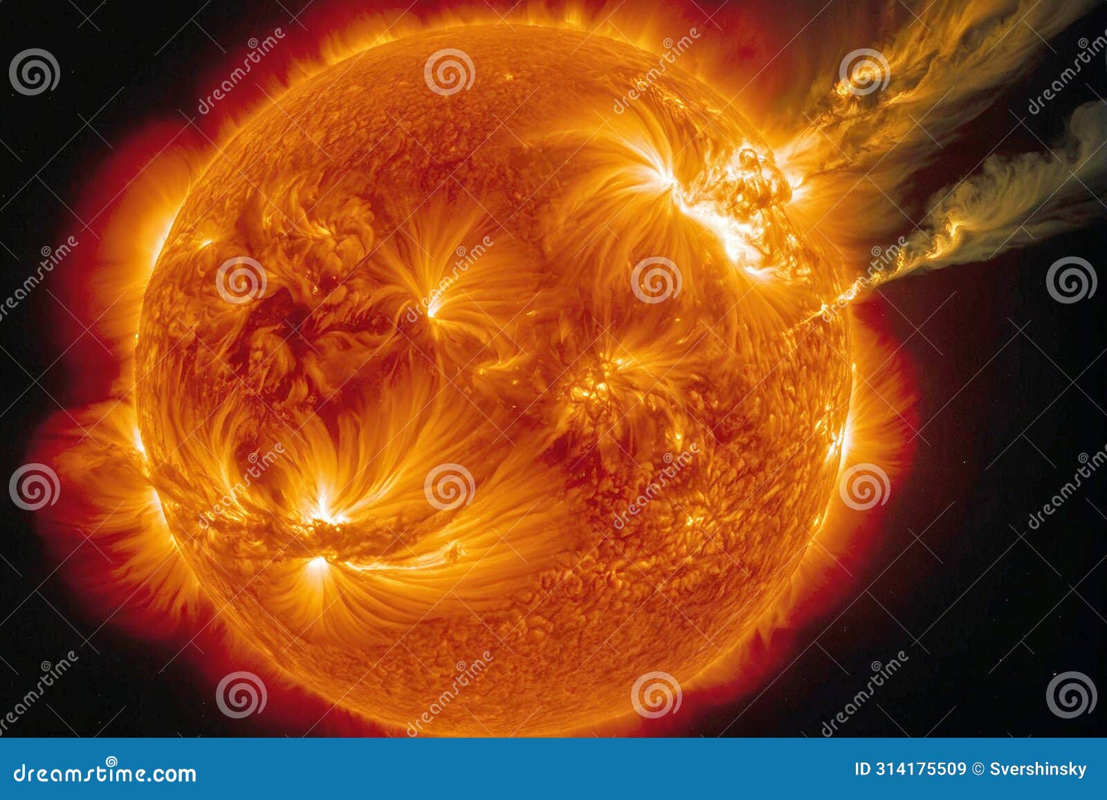 Sun with Magnetic Storms. Plasma Flash on the Surface of a Our Star ...