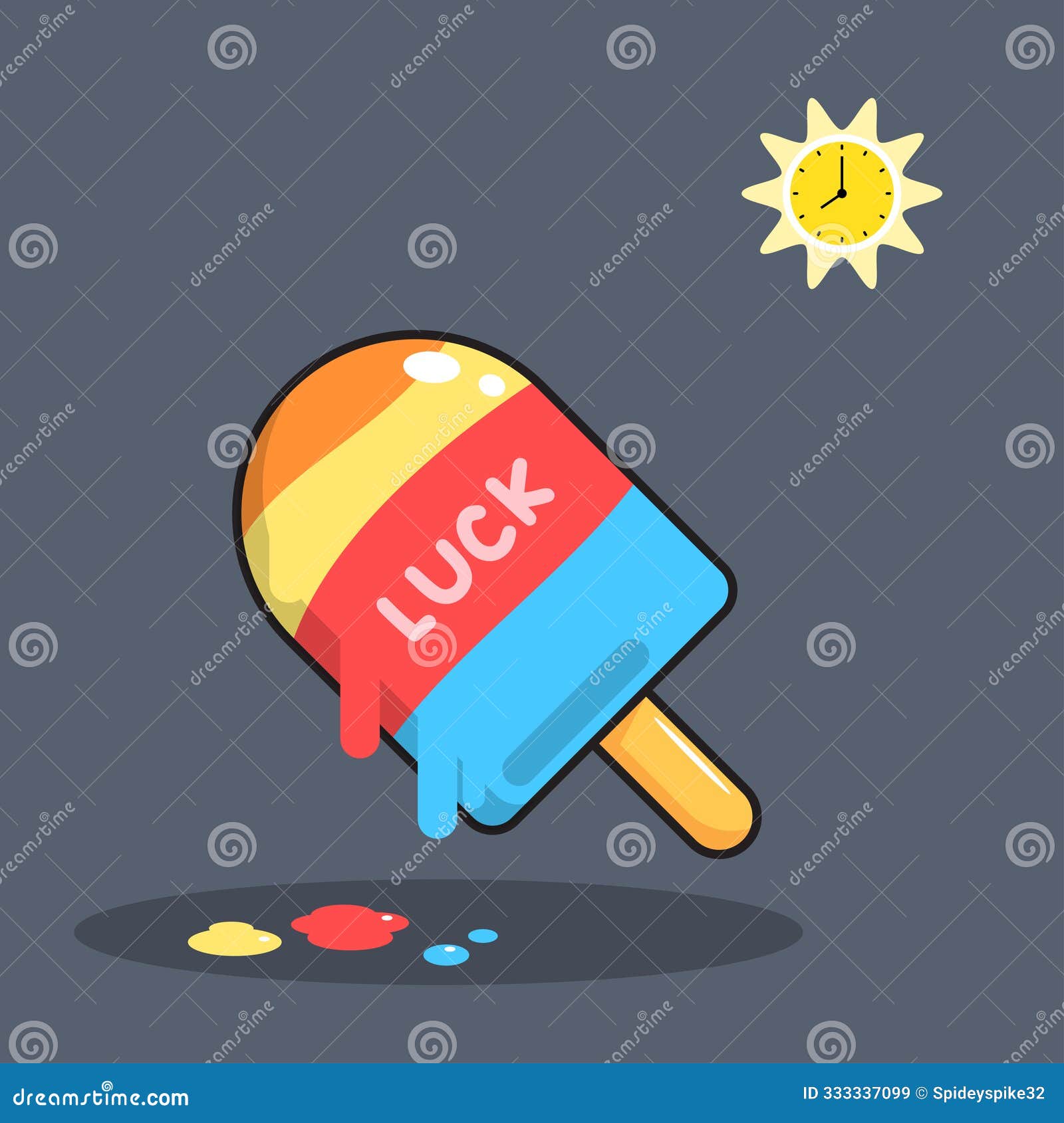 The Sun and the Melting Ice Cream. Isolated Vector Illustration Stock ...
