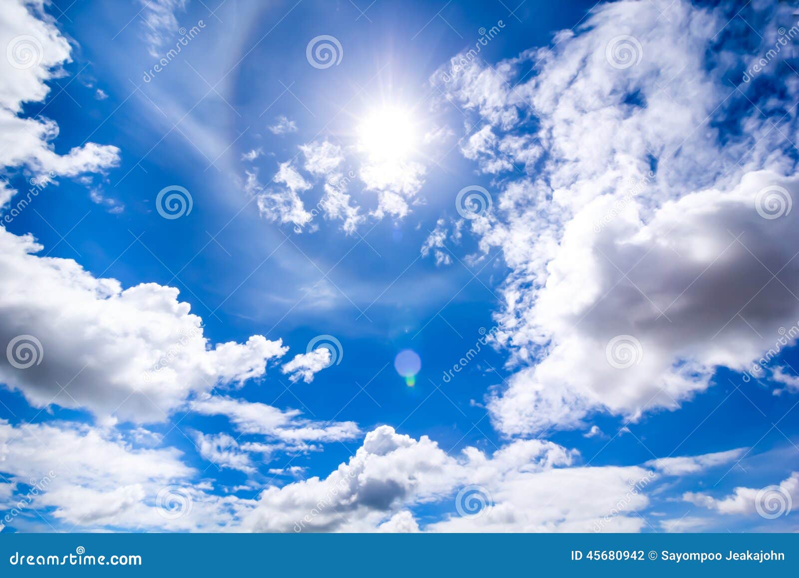 The Sun in the Mid Day Blue Sky Stock Photo - Image of shining, bright ...