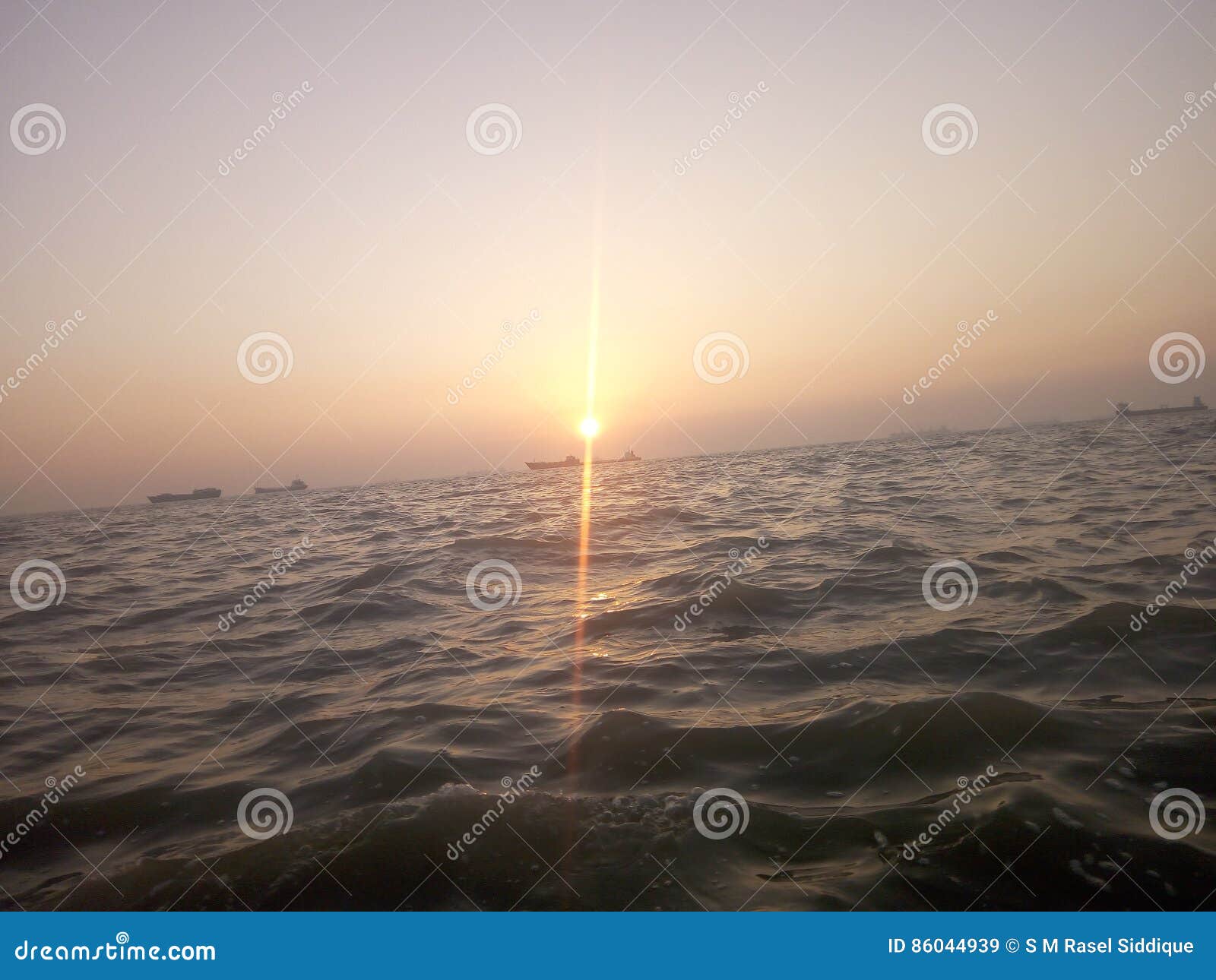 Sun in the middle sea. stock image. Image of middle - 86044939