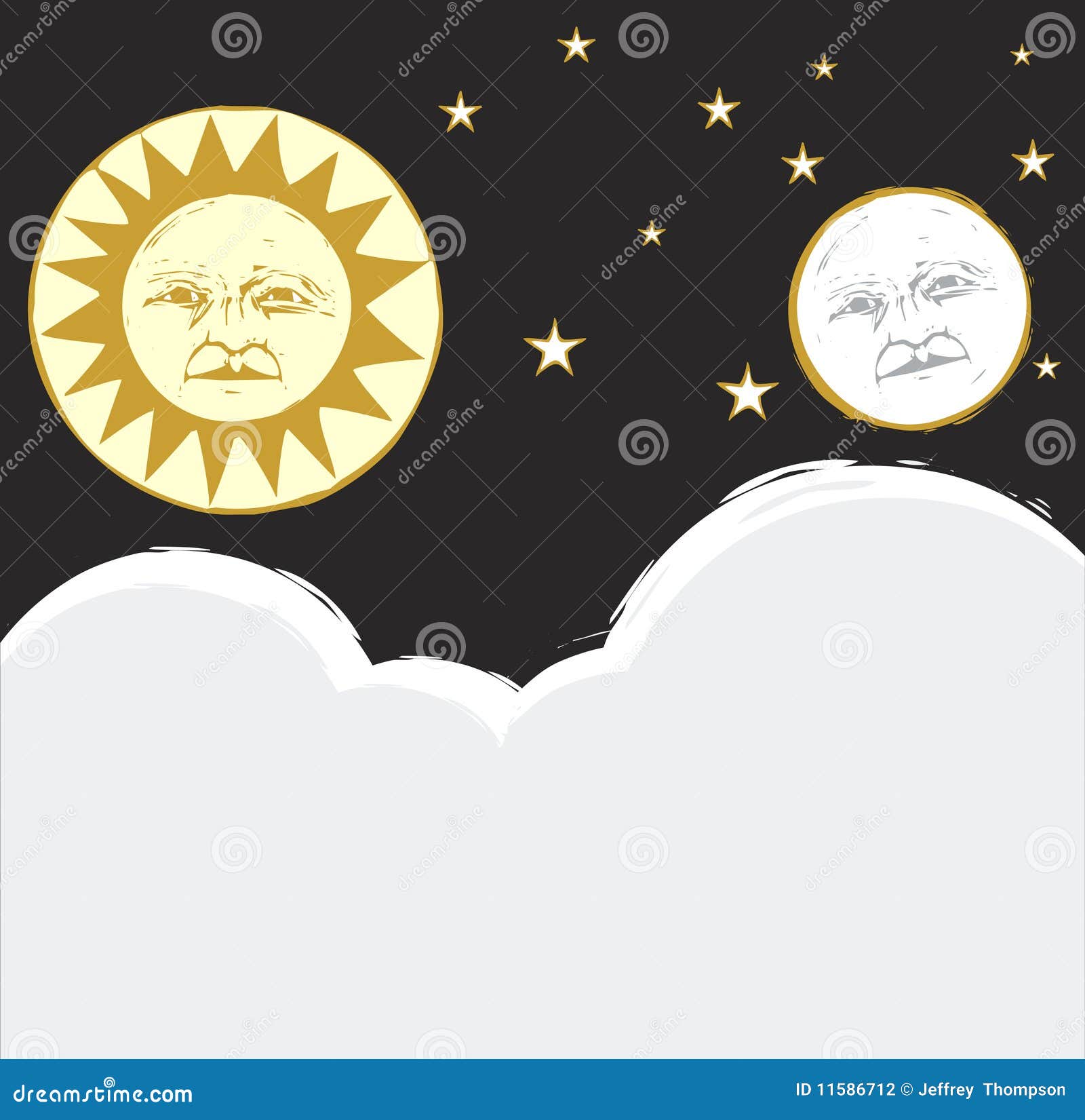 Sun and Moon #2 stock vector. Illustration of clouds - 11586712