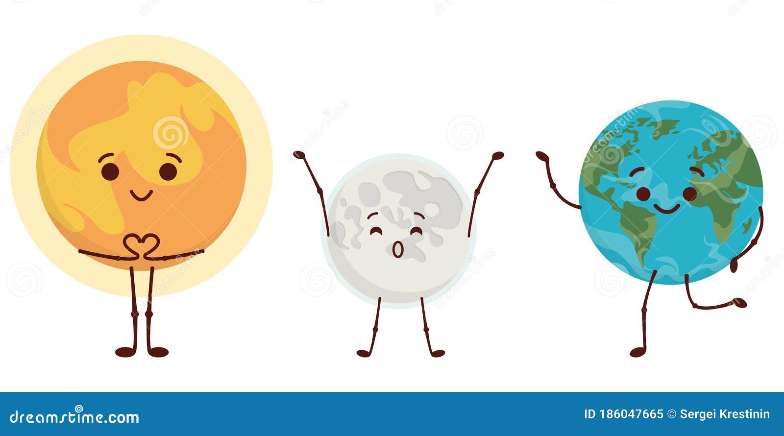 Sun, Moon and Earth stock illustration. Illustration of star - 186047665