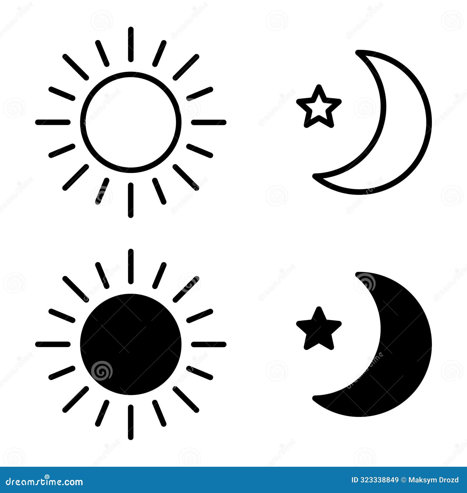 Sun Moon Icon Illustration Isolated Sign Symbol. Stock Vector ...