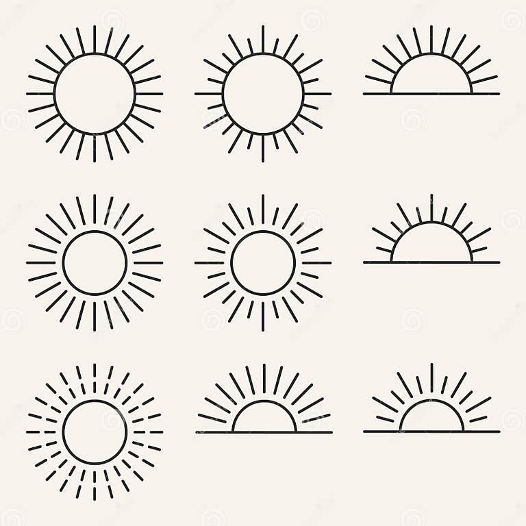 Sun or Moon Icon Set Design Bundle Vector Collection Stock Illustration ...