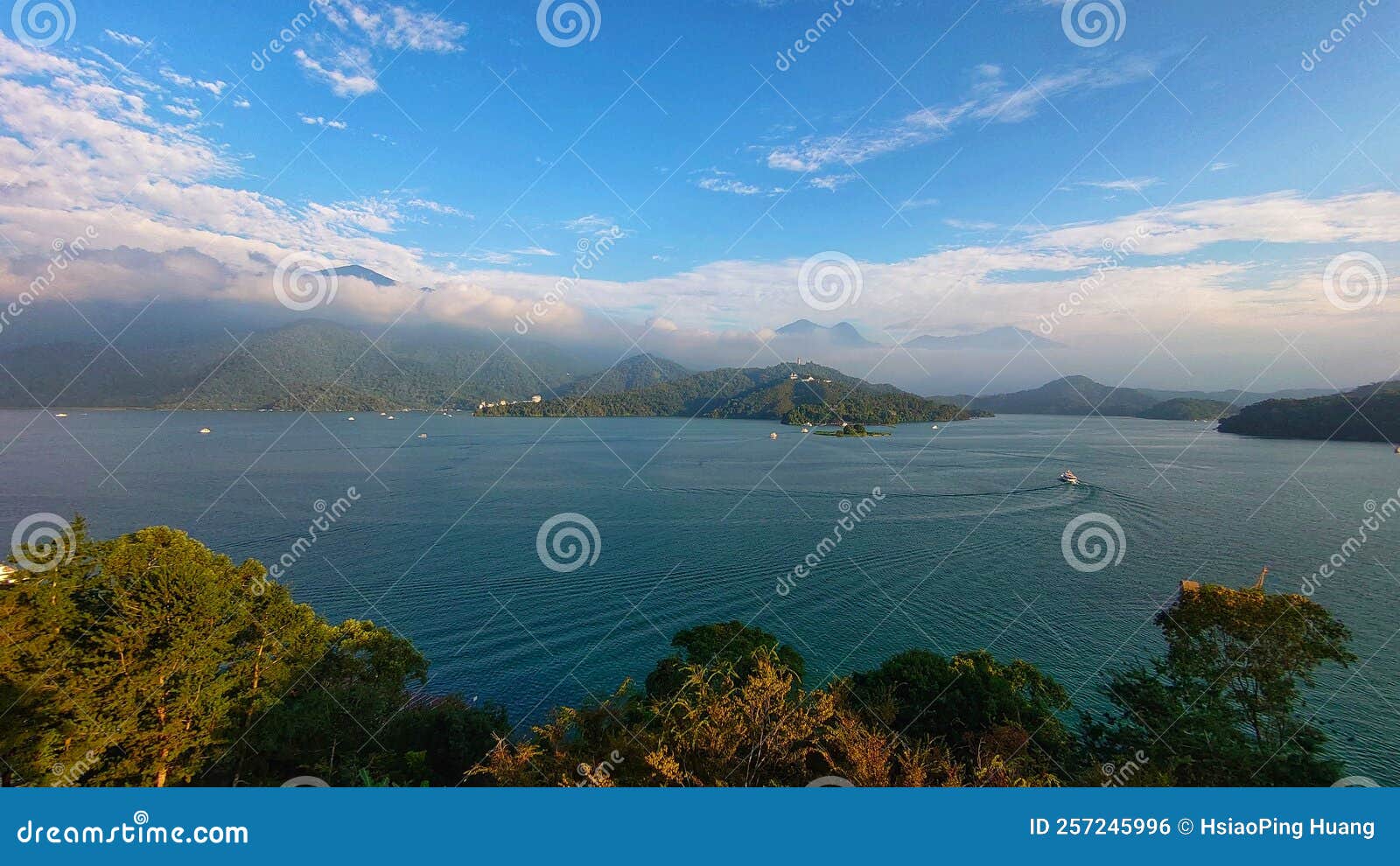 Sun Moon Lake View in a Sunny Day with Blue Sky Stock Photo - Image of ...