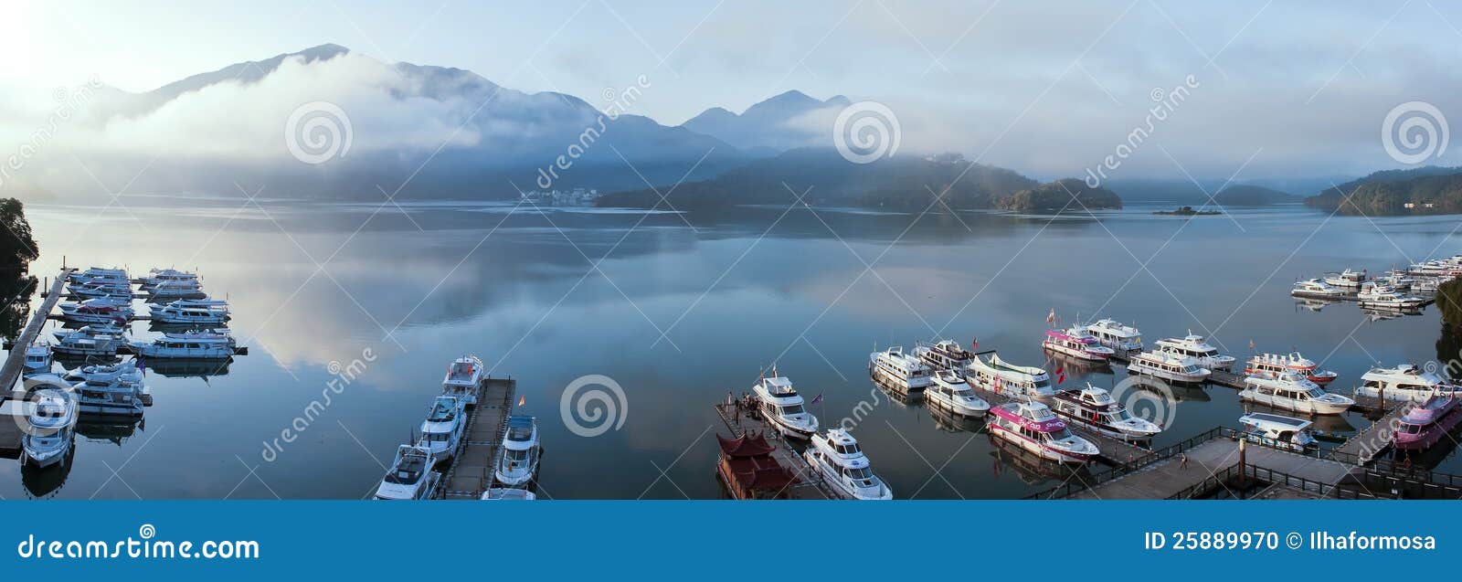 Sun Moon Lake With Water Reflection Stock Photo | CartoonDealer.com ...