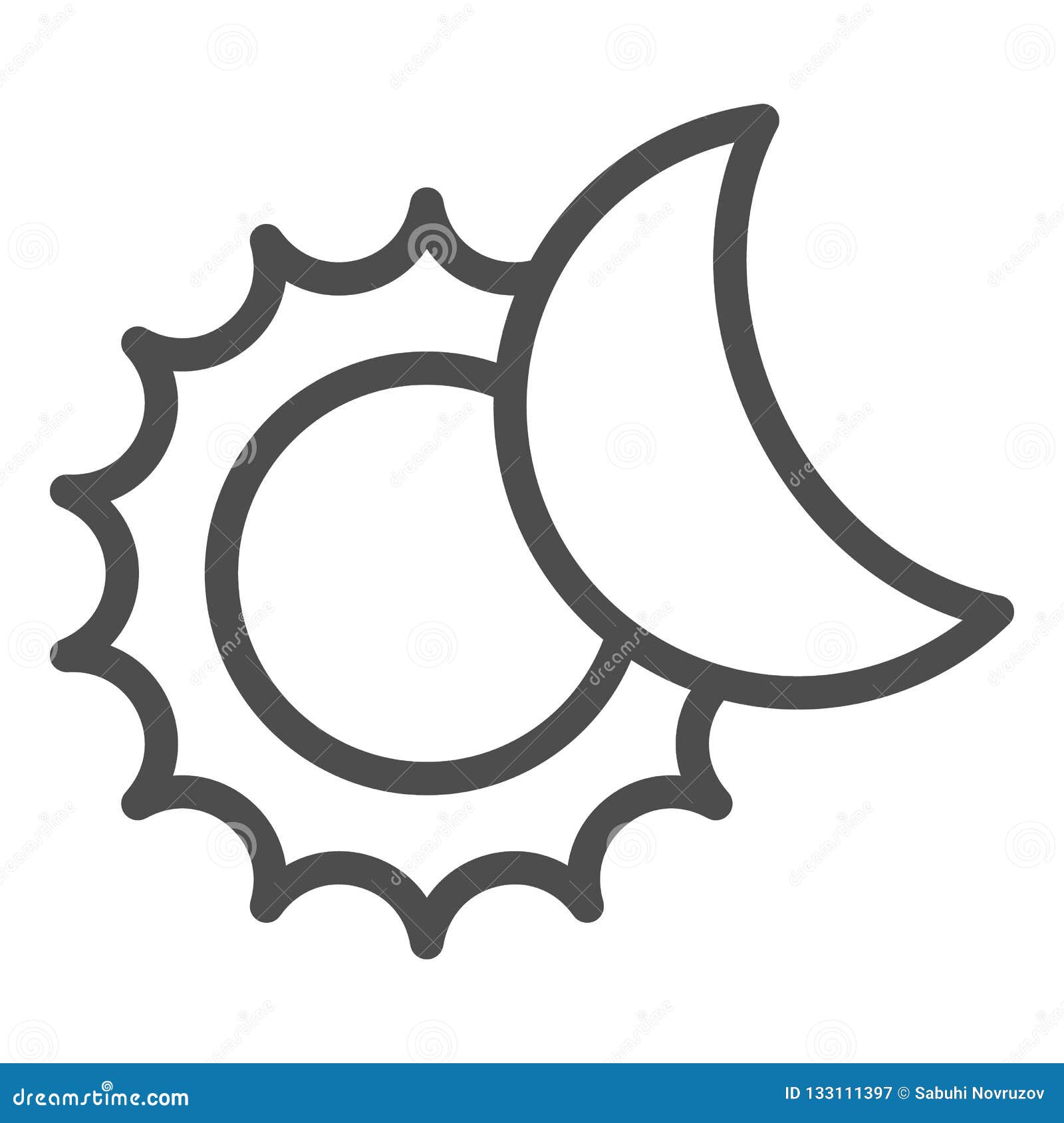 The Sun and Moon Line Icon. Solar Eclipse Vector Illustration Isolated ...
