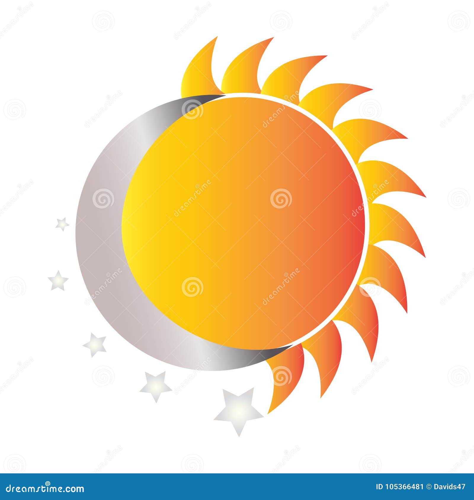 Sun and moon shapes stock vector. Illustration of flat - 105366481