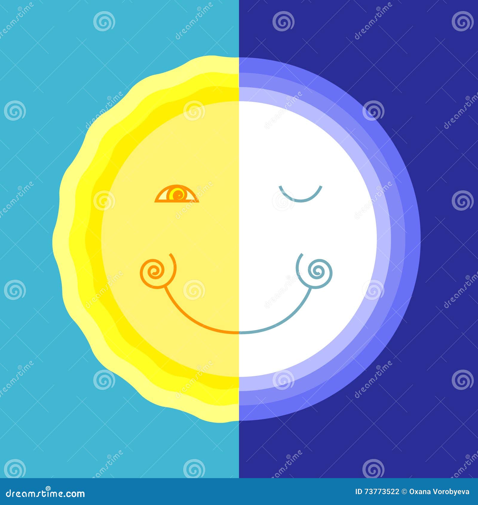 Sun and moon stock illustration. Illustration of lighting - 73773522