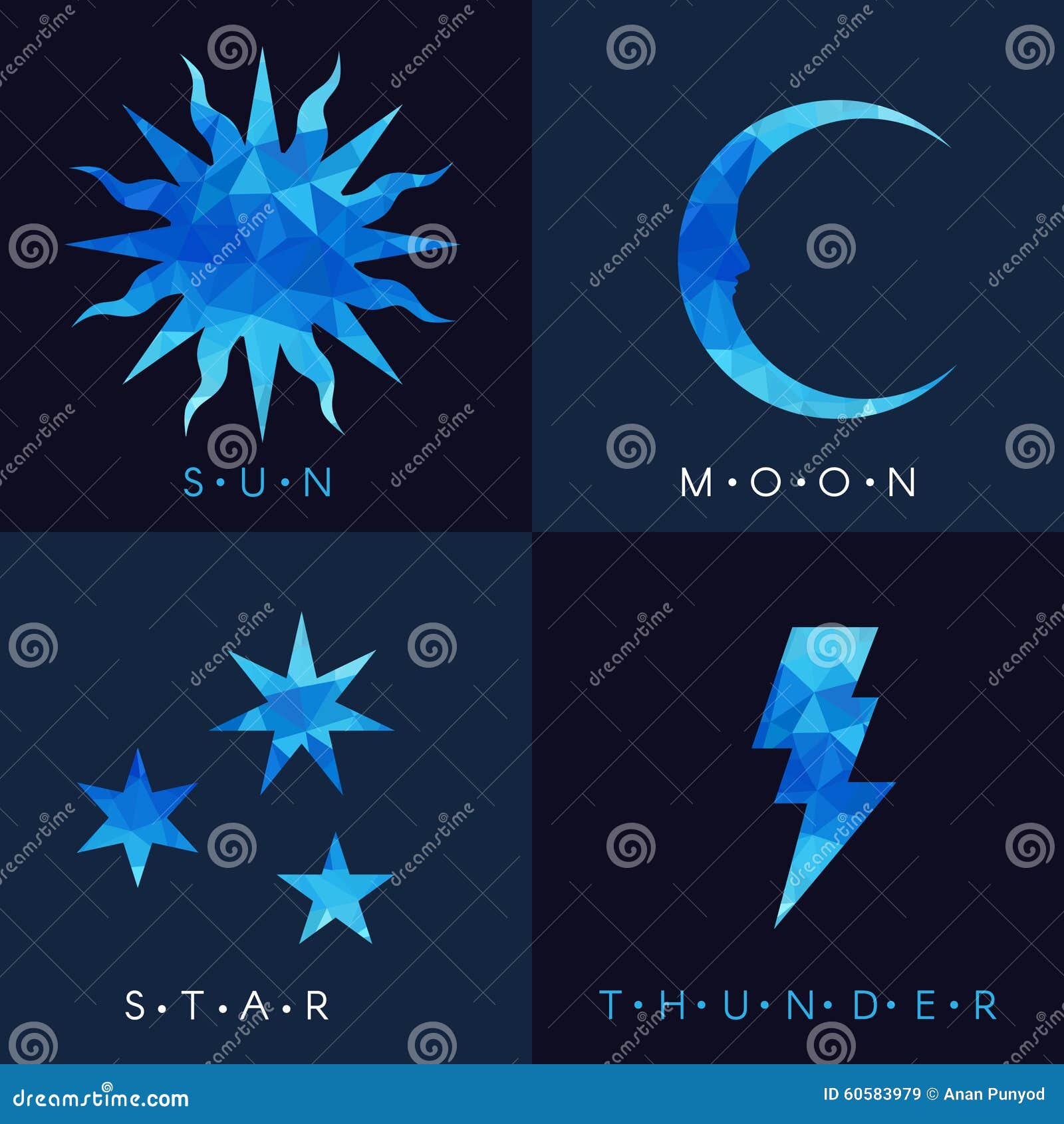 Sun, Moon And Star Icon On White Background. Cute Sun And Star Smiling ...