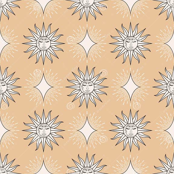 Sun Moon and Stars Celestial Seamless Repeating Surface Pattern Stock ...
