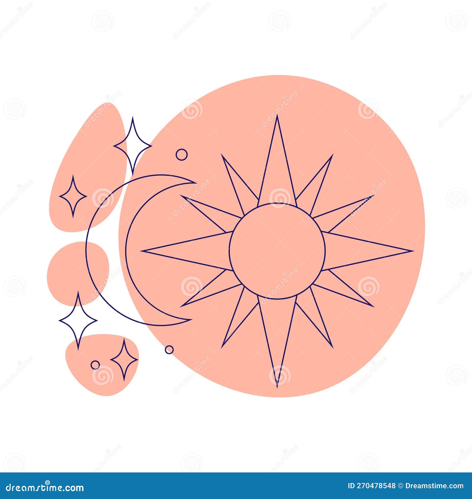 Sun, Moon and Stars. Esoteric Symbol Stock Vector - Illustration of ...
