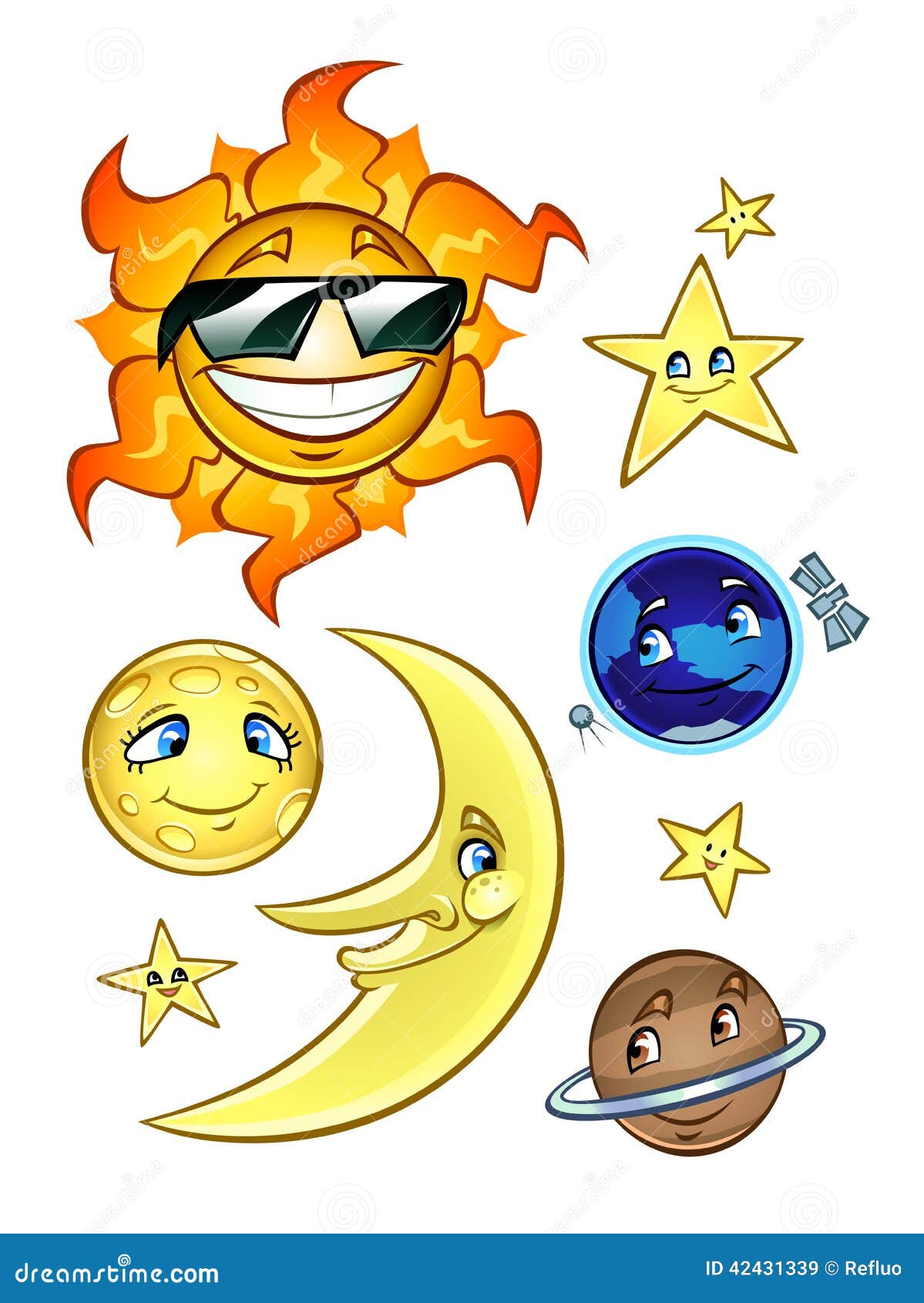 Sun Moon Stars And Planets Cartoon Vector | CartoonDealer.com #42431339