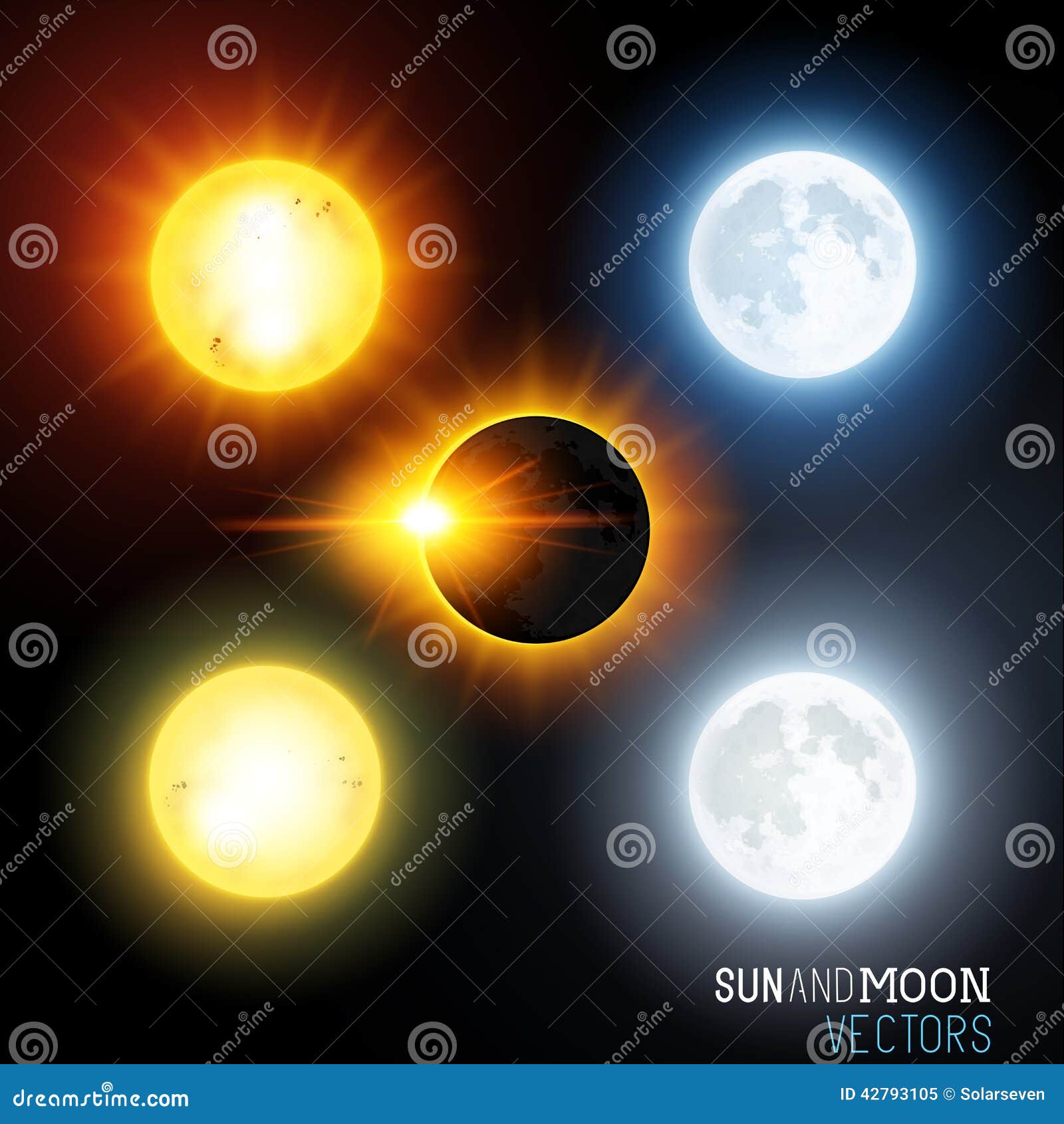 Sun and moon Vector Set stock vector. Illustration of icon - 42793105