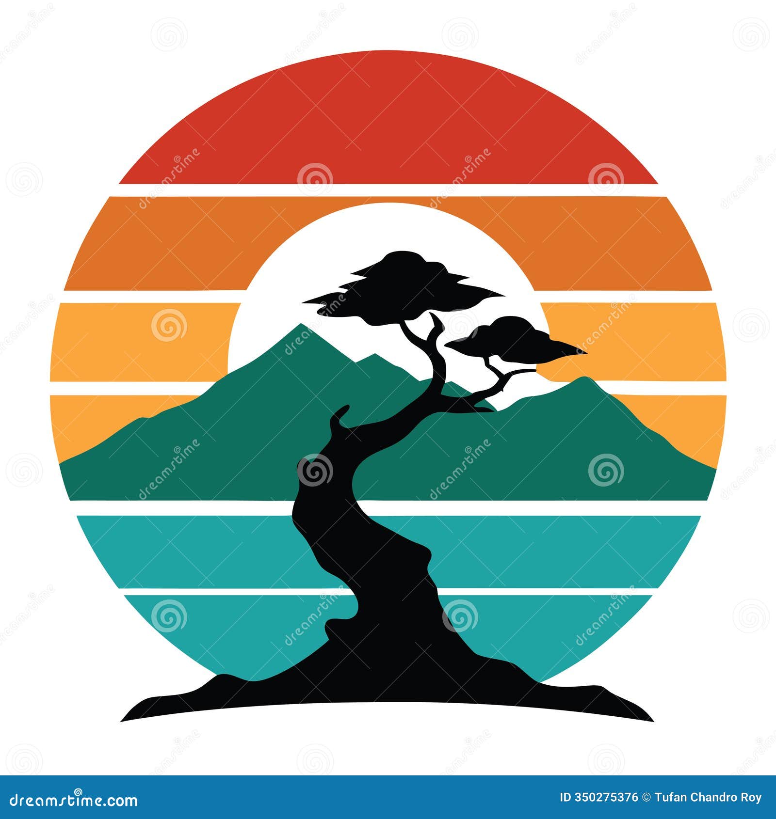 Sun on the Mountain and Bonsai Tree is Howling Si (1) Stock ...