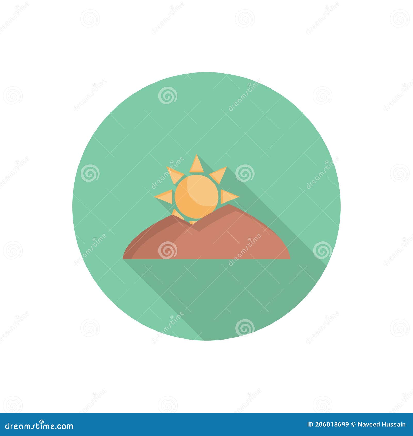 Sun Mountain Vector Flat Colour Icon Stock Vector - Illustration of ...