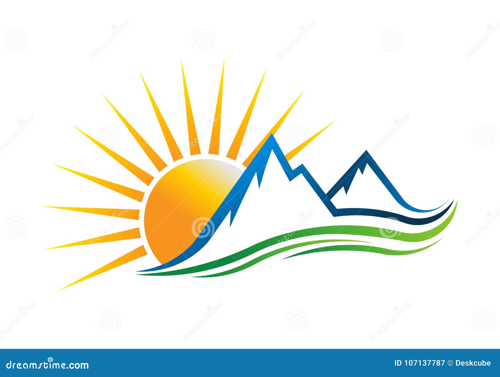 Sun Mountains Logo Vector Illustration Stock Vector - Illustration of ...