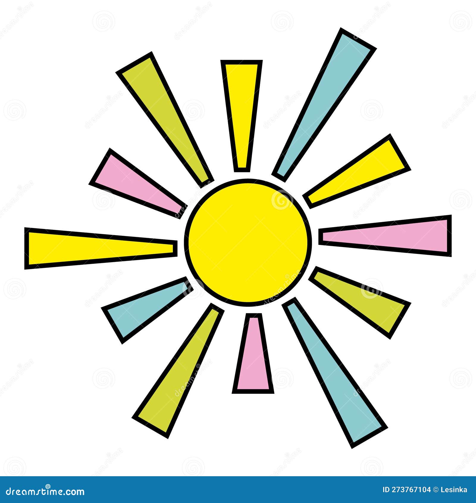 The Sun with Multicolored Rays. Color Isolated Vector Illustration in ...