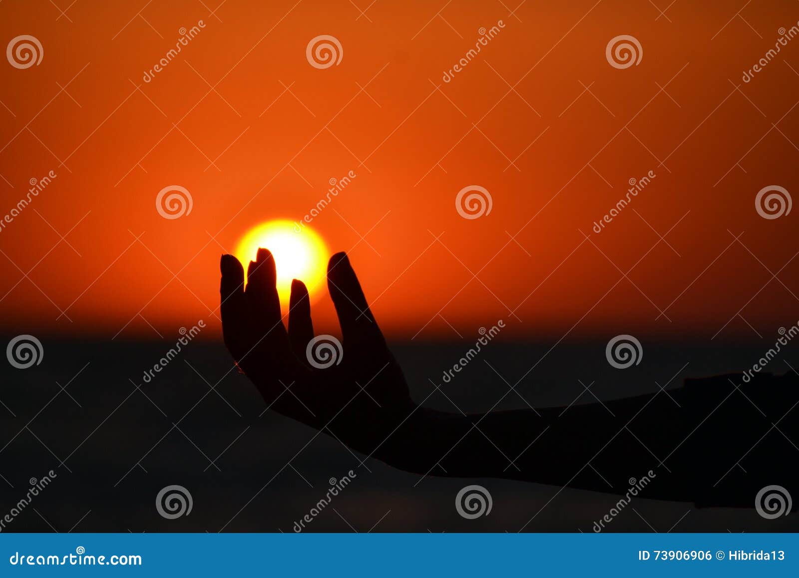 Sun on my hand stock photo. Image of beach, female, sunrise - 73906906