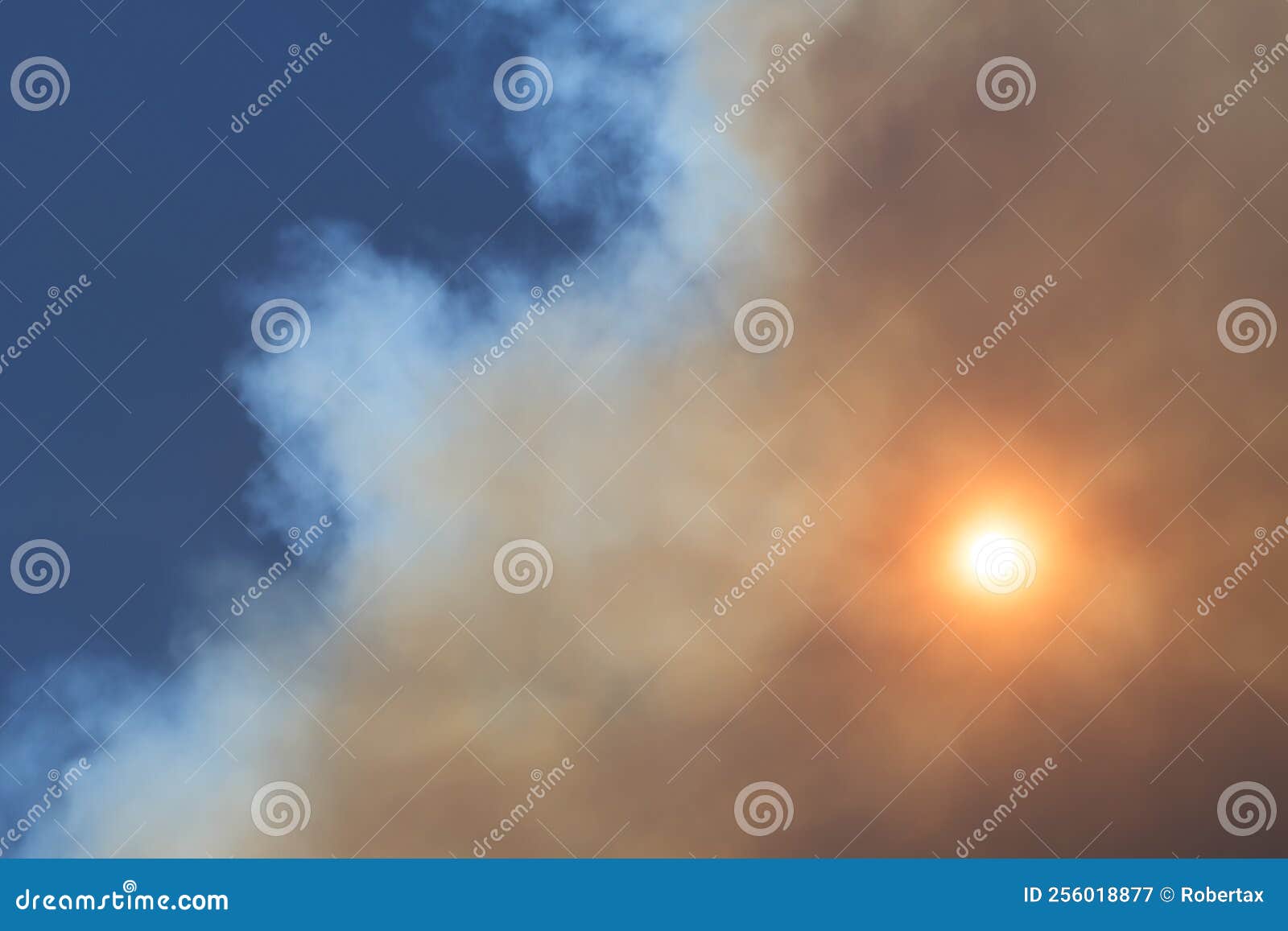 Smoke Obscured Sun. Smog And Sunny Sky. Emissions Of Pollution Into ...