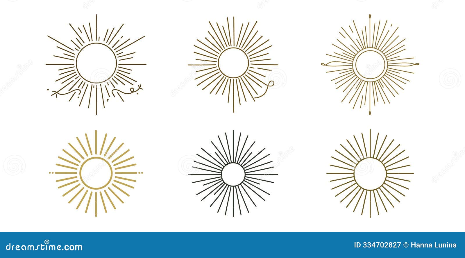 Sun - One Hand Drawing, Continuous Set of Lines. Vector Illustration ...