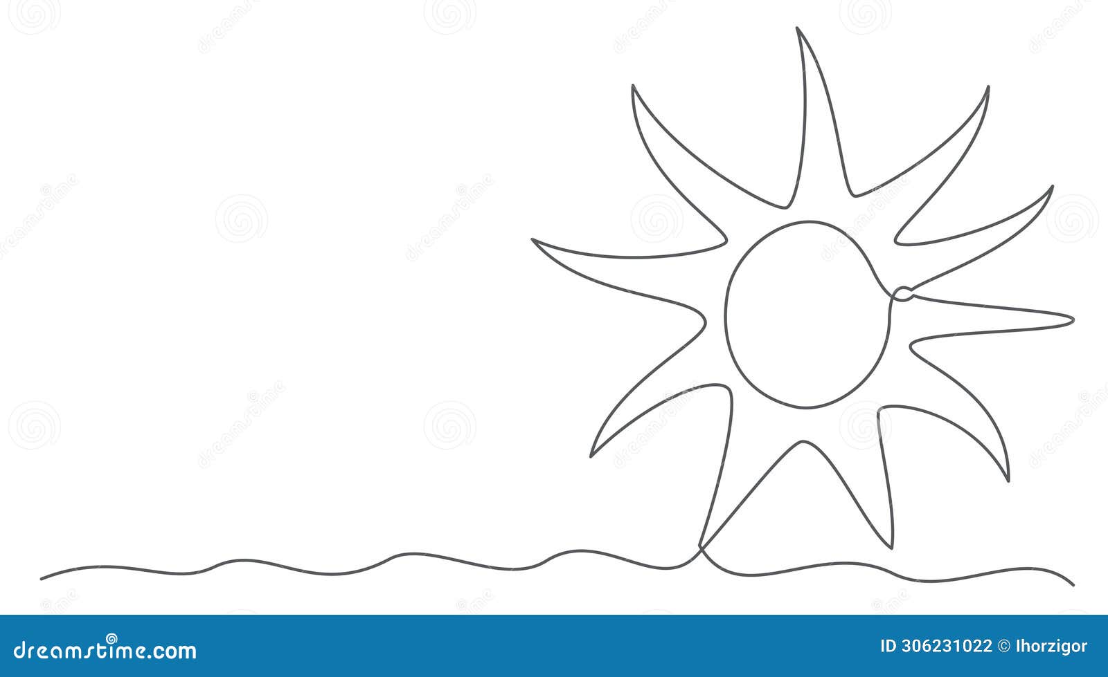 Sun One Line Drawing Isolated on White Background Stock Illustration ...