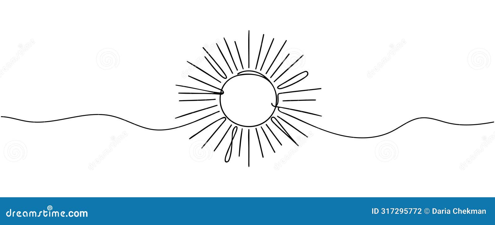 Sun One Line Drawing on White Background Stock Photo - Image of sunny ...