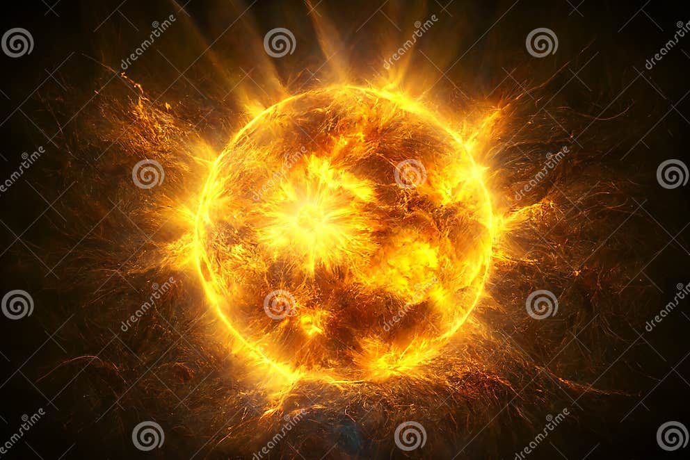 Sun with Orange Rays, Outer Space Stock Illustration - Illustration of ...