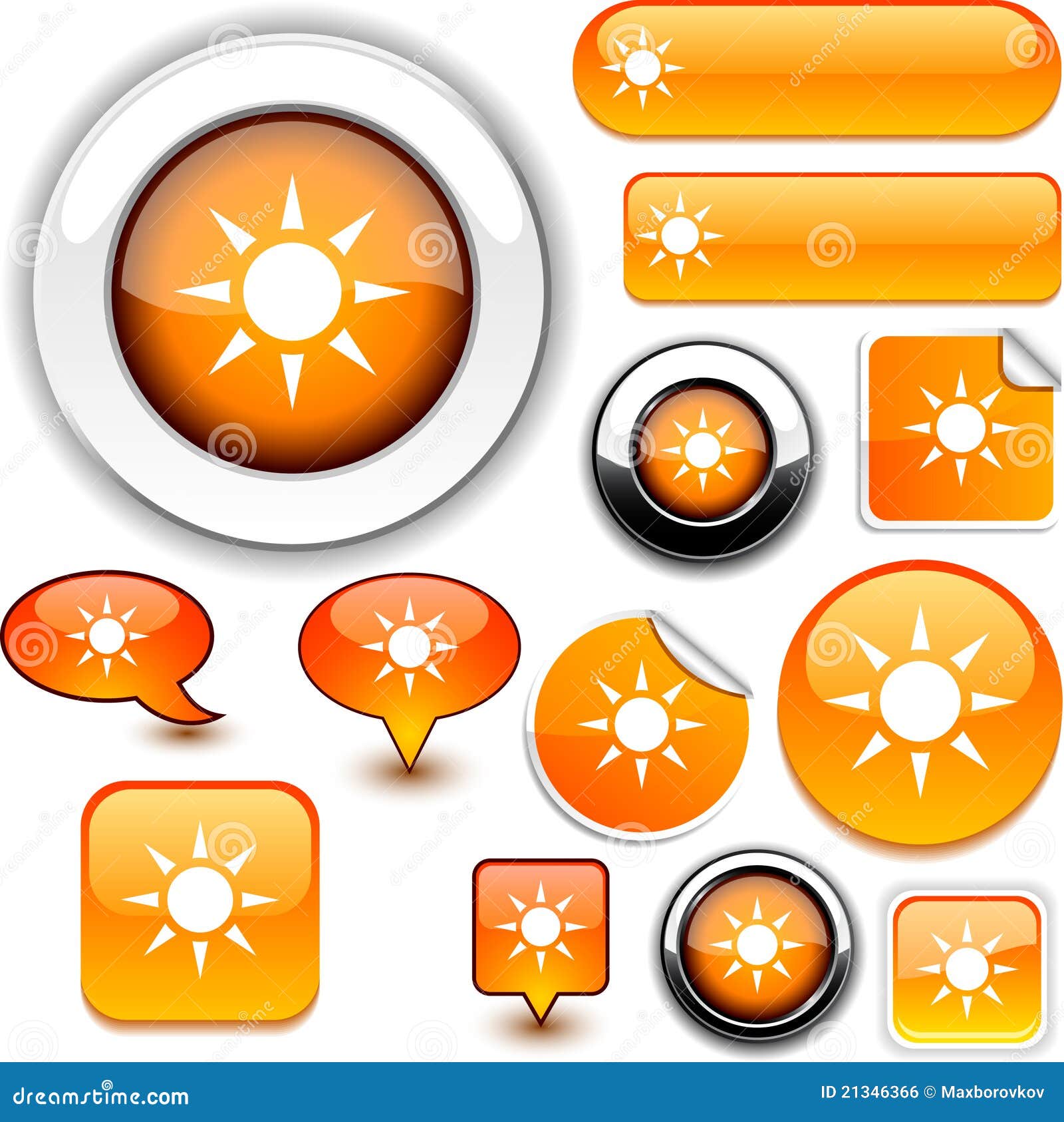 Sun orange signs. stock vector. Illustration of collection - 21346366