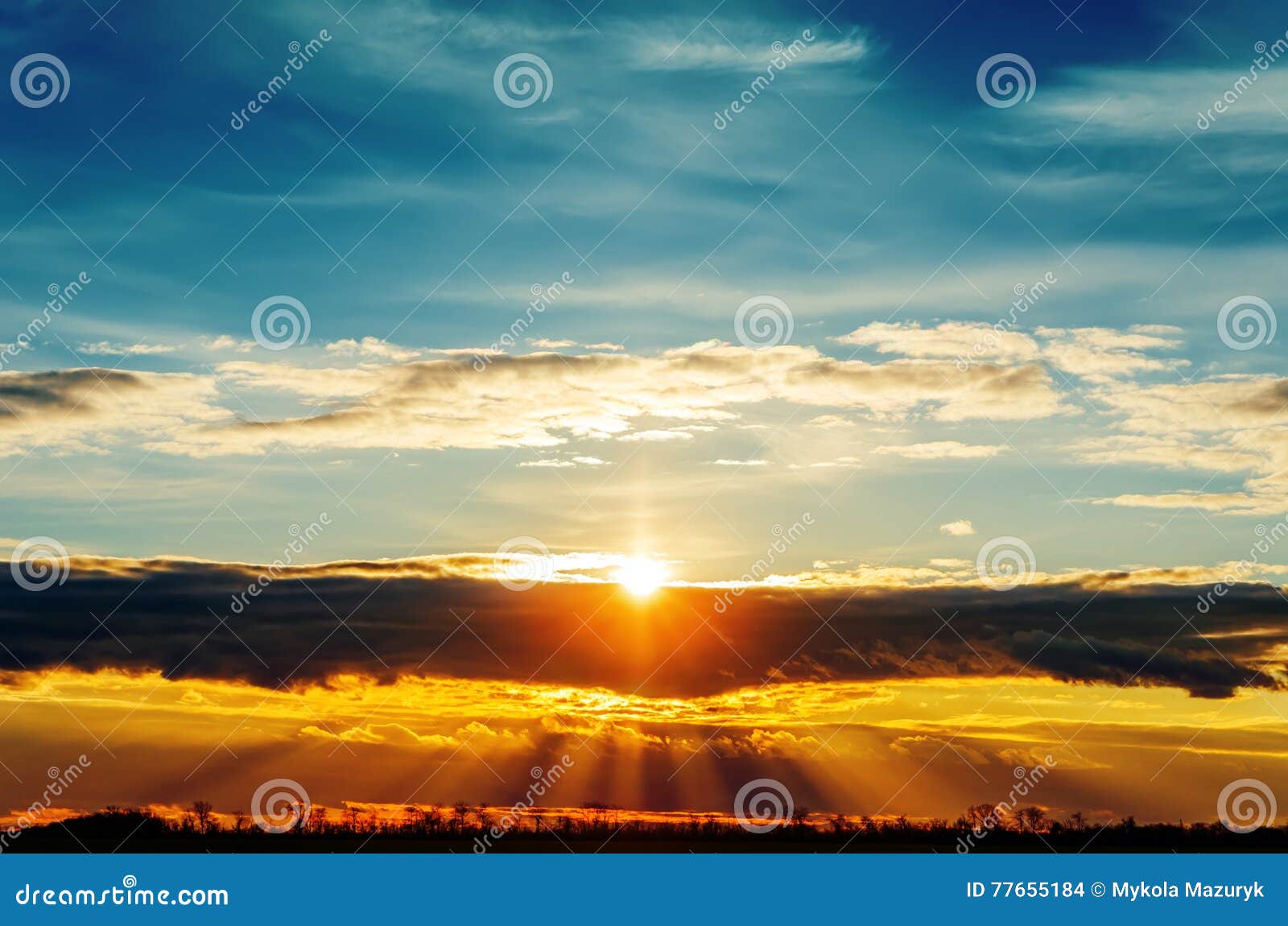 Sun Over Clouds in Sunset Time Stock Photo - Image of cloud, horizon ...