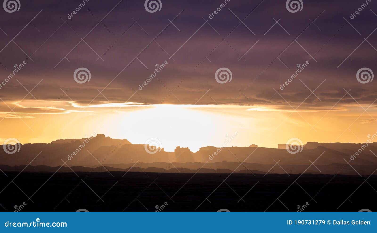 Sunset Over Desert Mountains with Clouds Stock Image - Image of sunrise ...