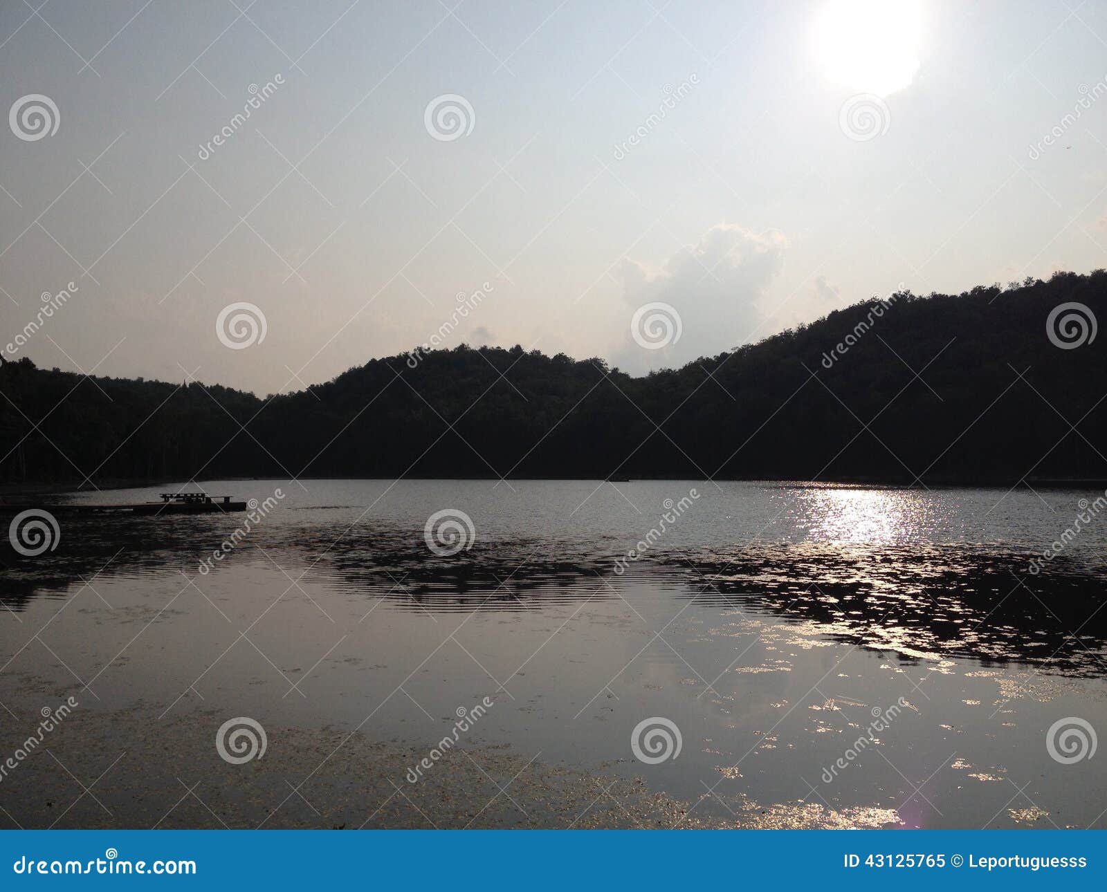 Sun over the lake stock image. Image of hill, nature - 43125765