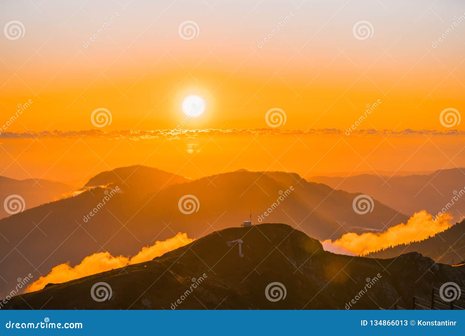 The Sun Over the Mountain Peaks Stock Image - Image of illuminates ...