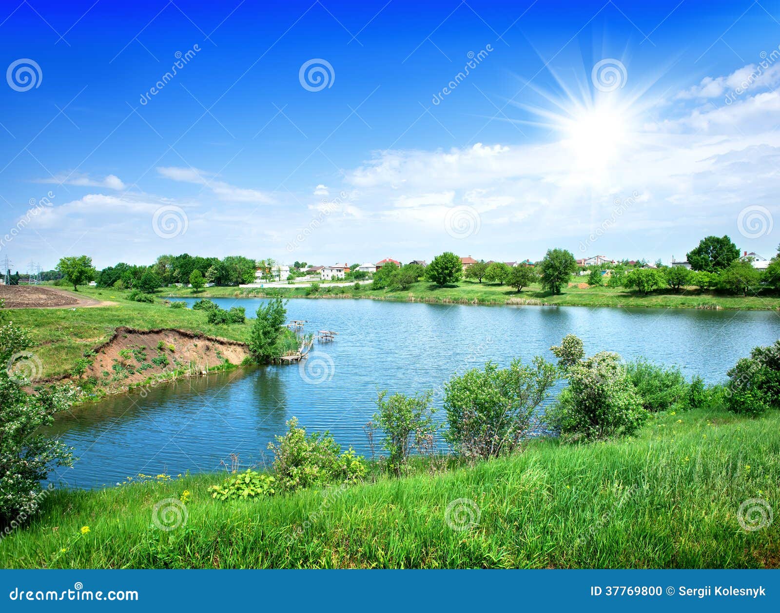 Sun over river stock photo. Image of river, color, nonurban - 37769800